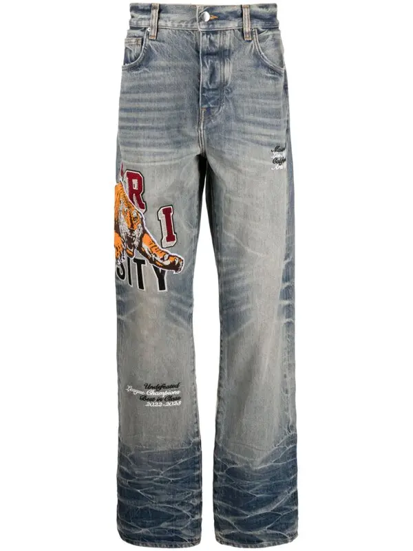 Amiri Varsity Tiger Straight-leg Jeans