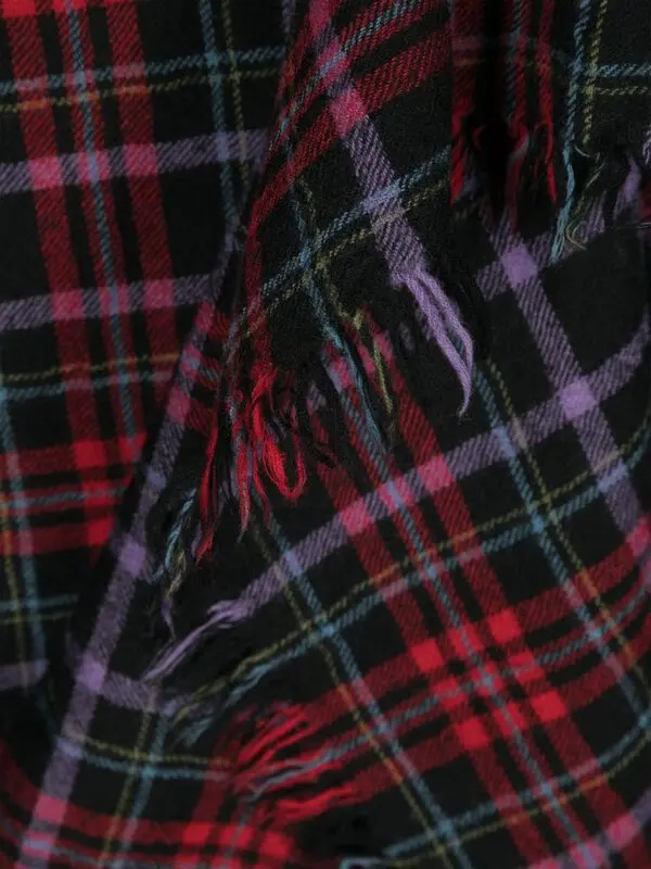Yohji Yamamoto Checked Frayed Wool Scarf