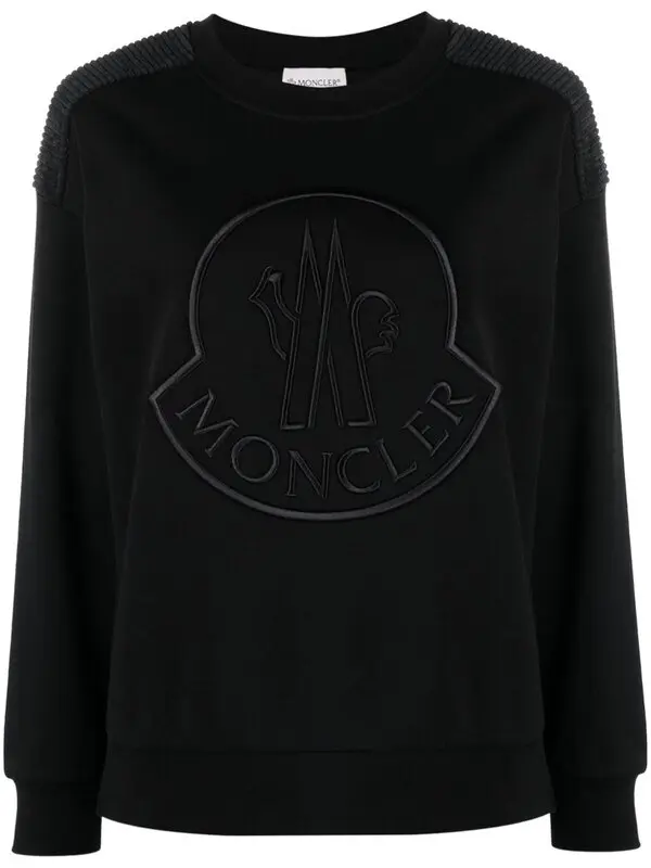 Moncler Logo-embroidered Cotton-blend Sweatshirt - Black