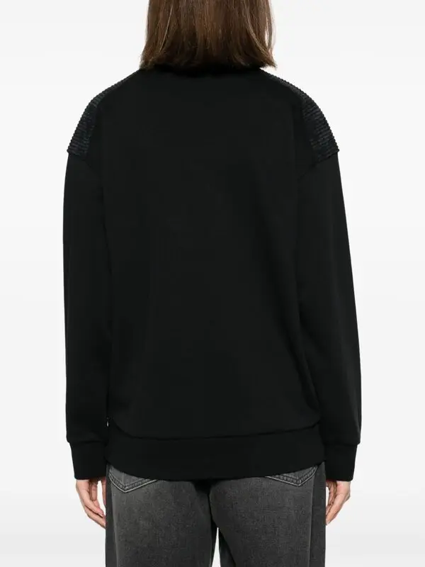 Moncler Logo-embroidered Cotton-blend Sweatshirt - Black