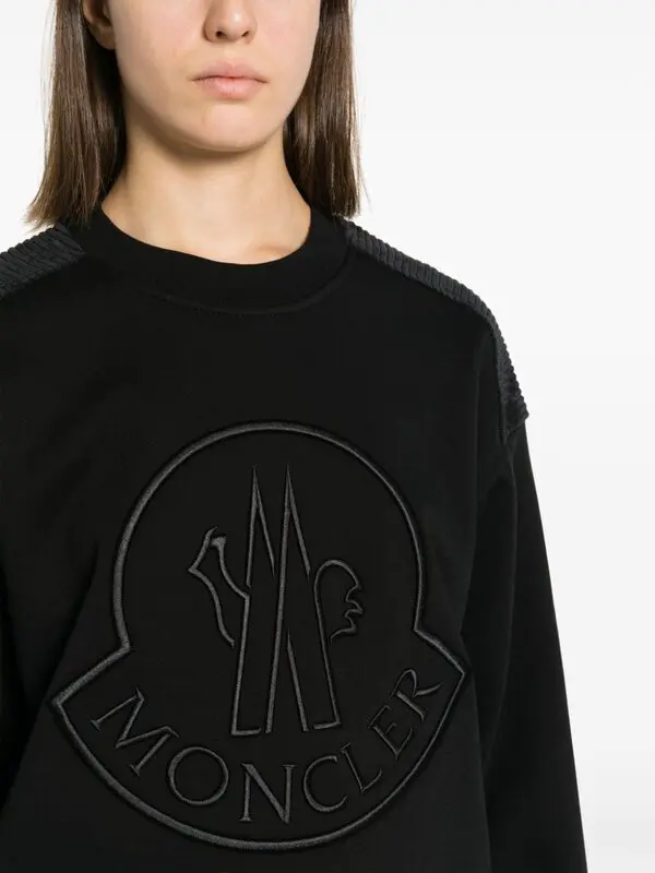 Moncler Logo-embroidered Cotton-blend Sweatshirt - Black