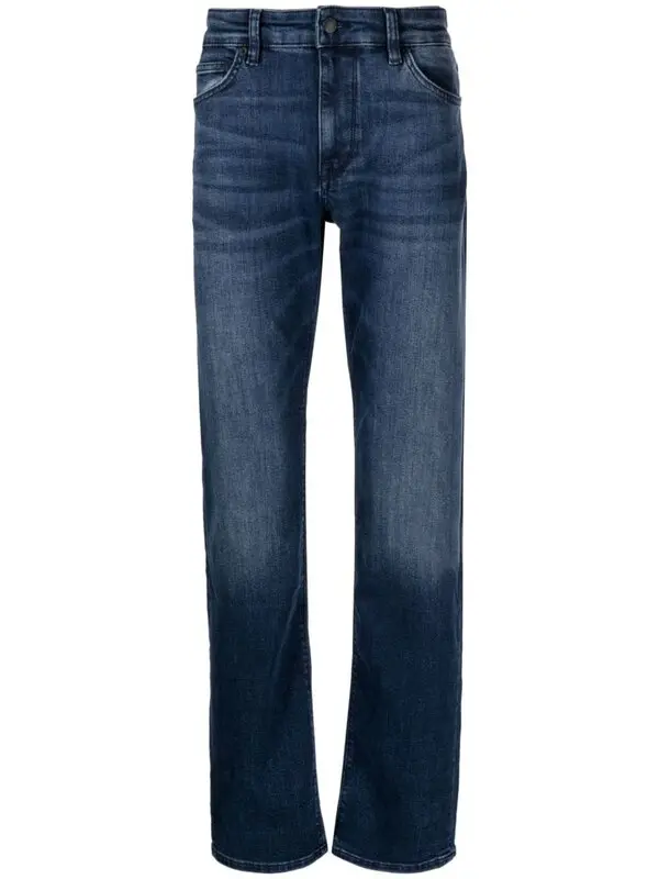 BOSS Straight-leg Jeans With Logo Patch - Blue