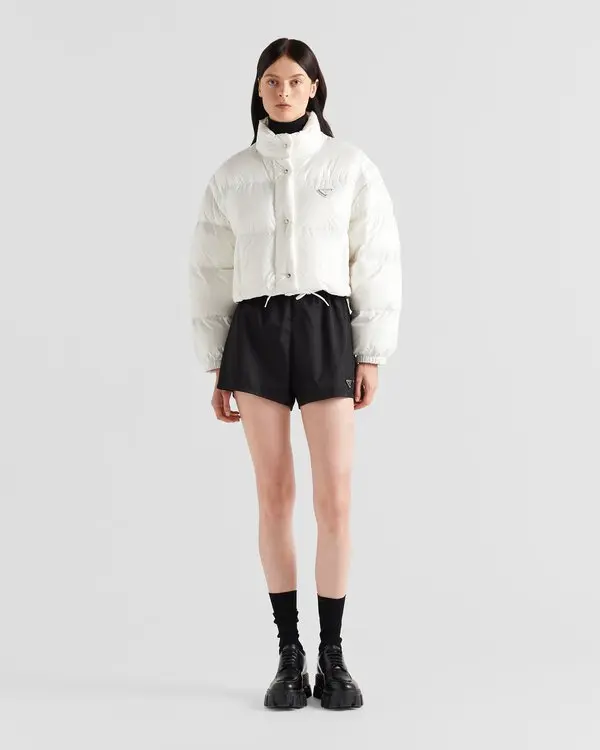 Prada Re-nylon Cropped Convertible Down Jacket - White
