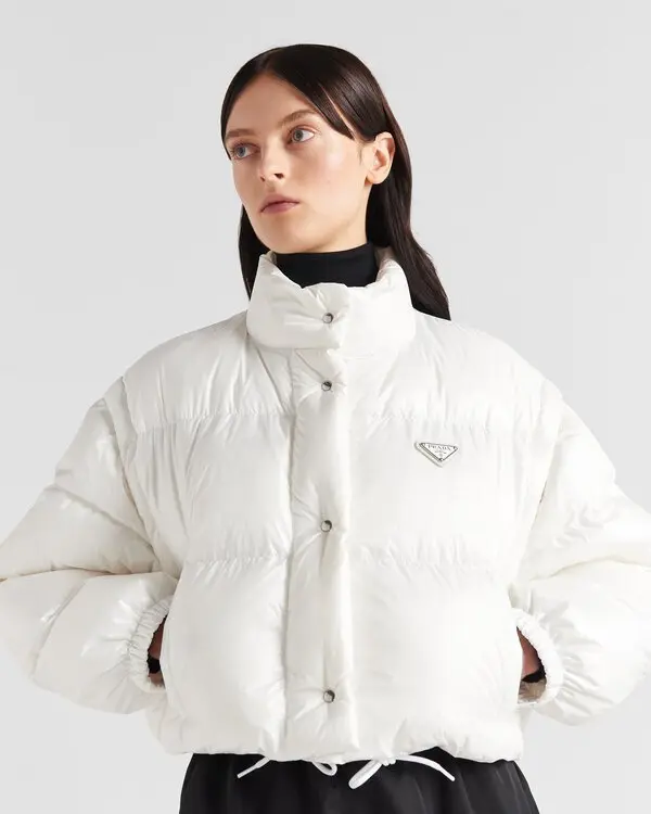Prada Re-nylon Cropped Convertible Down Jacket - White