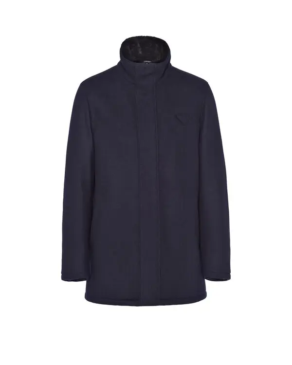 Prada Wool-blend Jacket With Shearling Lining - Blue