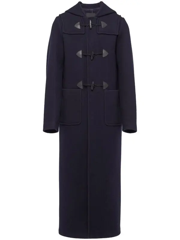 Prada Double-breasted Wool Duffle Coat - Black