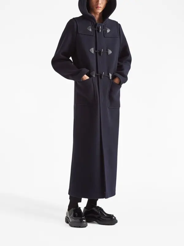 Prada Double-breasted Wool Duffle Coat - Black