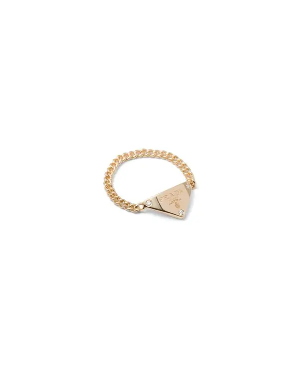 Prada Eternal Gold Chain Ring With Diamonds - Gold/silver