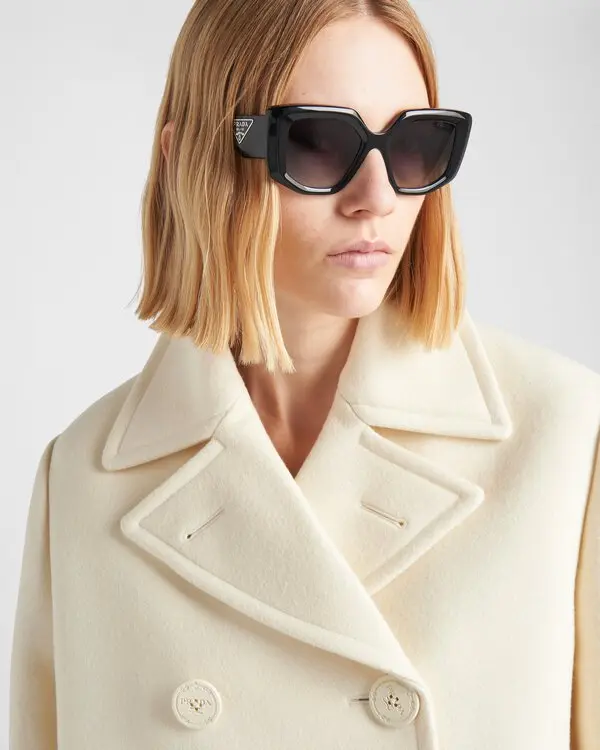 Prada Double-Breasted Cloth Peacoat - Ivory | Editorialist