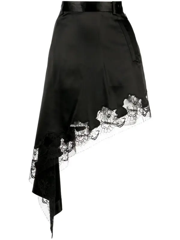 JNBY Lace-trim Asymmetric Midi Skirt