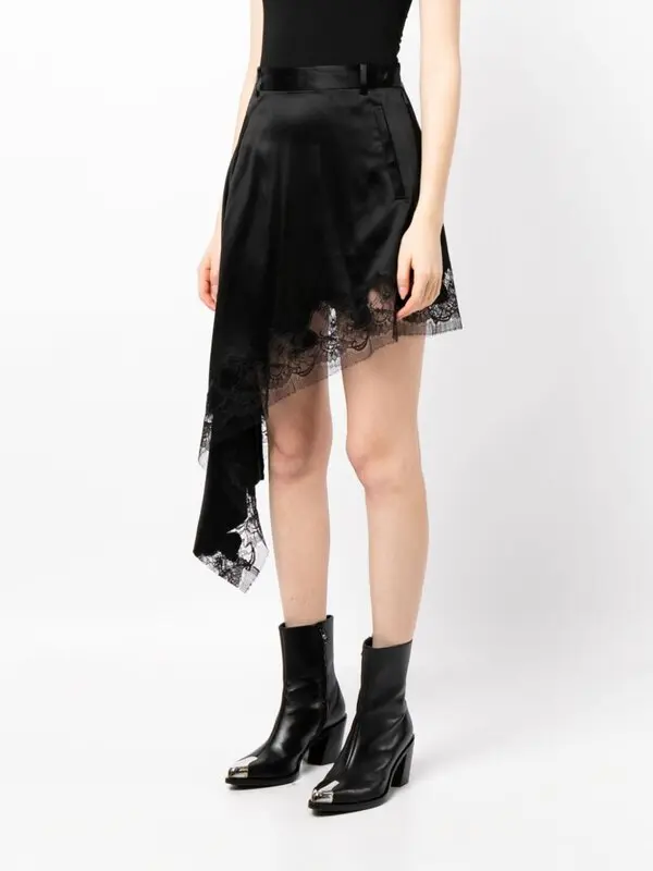 JNBY Lace-trim Asymmetric Midi Skirt