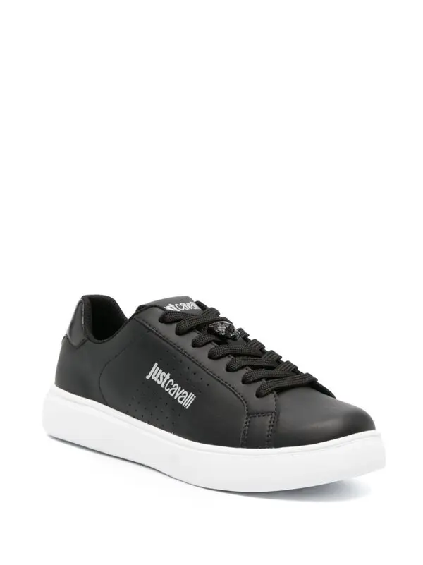 Just Cavalli Tiger Head-logo Leather Sneakers - Black