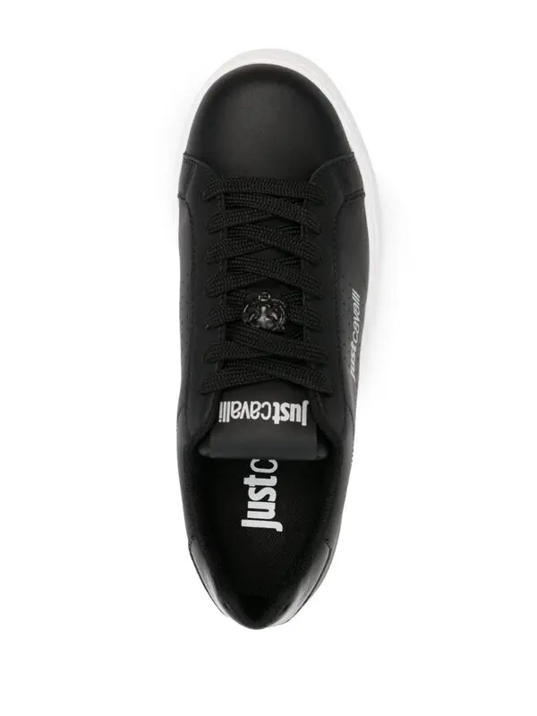 Just Cavalli Tiger Head-logo Leather Sneakers - Black