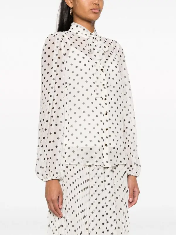 Zimmermann Polka-dot Print Tie-neck Blouse