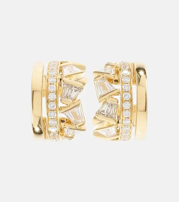 BUCHERER FINE JEWELLERY 18kt Yellow And Diamond Earrings - Gold