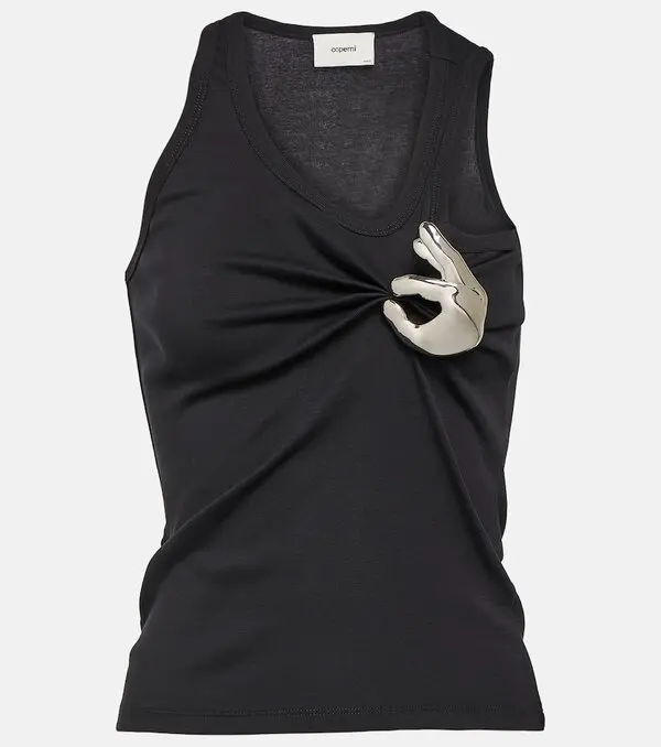 Coperni Emoji Embellished Cotton Tank Top - Black