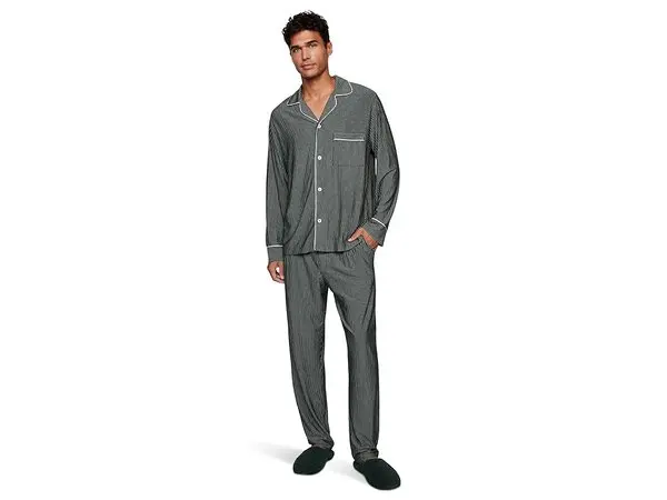 Eberjey William Printed Pj Set Pajama Sets Duo Stripe Slate /ivory - Gray