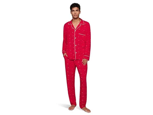 Eberjey William Printed Pj Set Pajama Sets Duo Stripe Slate /ivory - Red