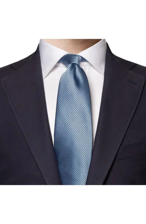 Eton Geometric Silk Neck Tie - Dark Blue
