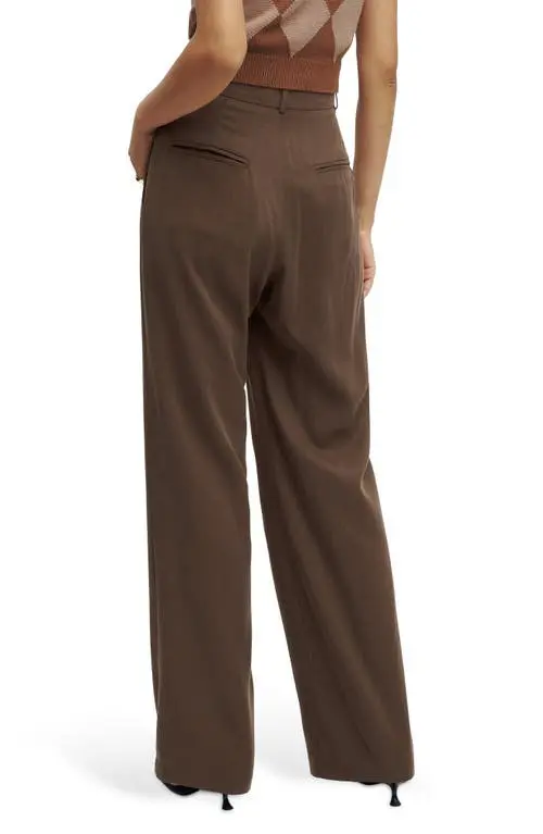REFORMATION Mason High Waist Wide Leg Pants - Cafe