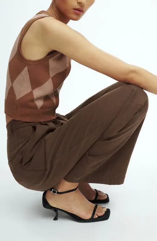 REFORMATION Mason High Waist Wide Leg Pants - Cafe