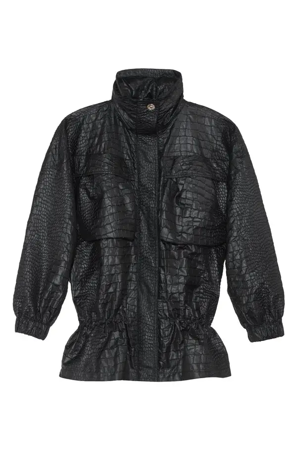 Versace Croc Texture Faux Leather Cargo Jacket