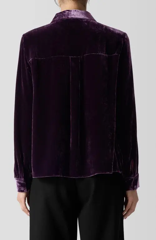 Eileen Fisher Classic Collar Velvet Button-up Shirt