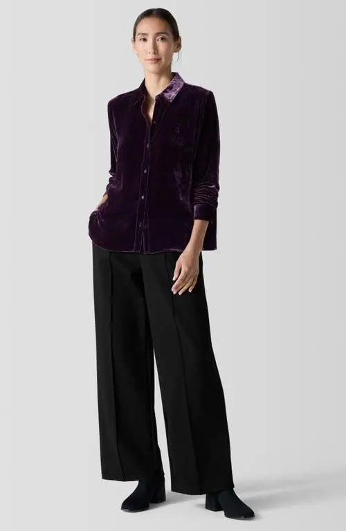 Eileen Fisher Classic Collar Velvet Button-up Shirt