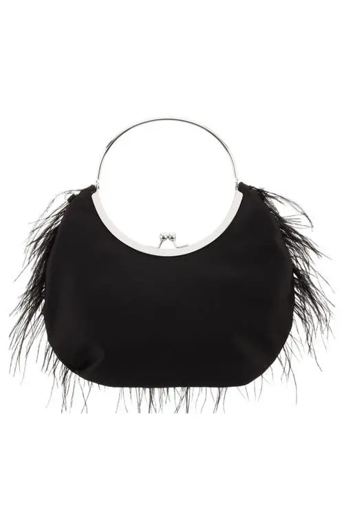 Nina Splash Feather Handbag - Black