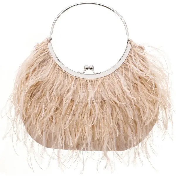 Nina Splash Feather Handbag - Pearl Rose