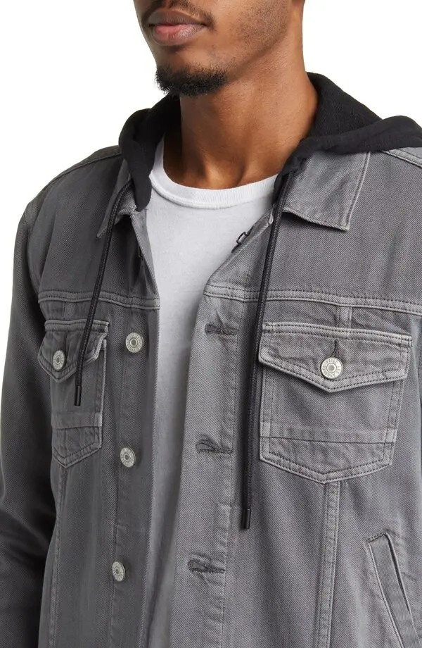 Paige Scout Hooded Denim Jacket In Vintage Iris Slate 61% Off