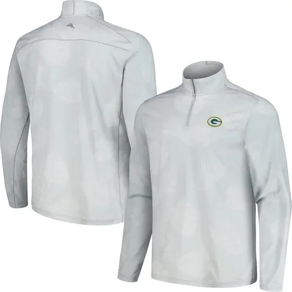 Tommy Bahama Green Bay Packers Half-zip Sweatshirt - Gray