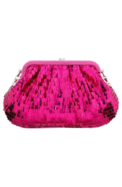 Nina June Sequin Frame Clutch - Fuchsia