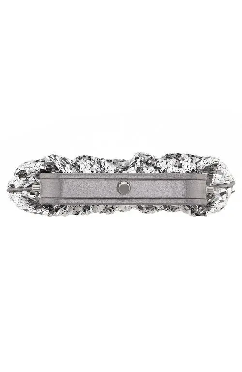 Nina June Sequin Frame Clutch - Silver