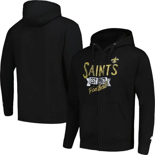 STARTER New Orleans Saints Domestic Post Season Full-zip Hoodie - Black