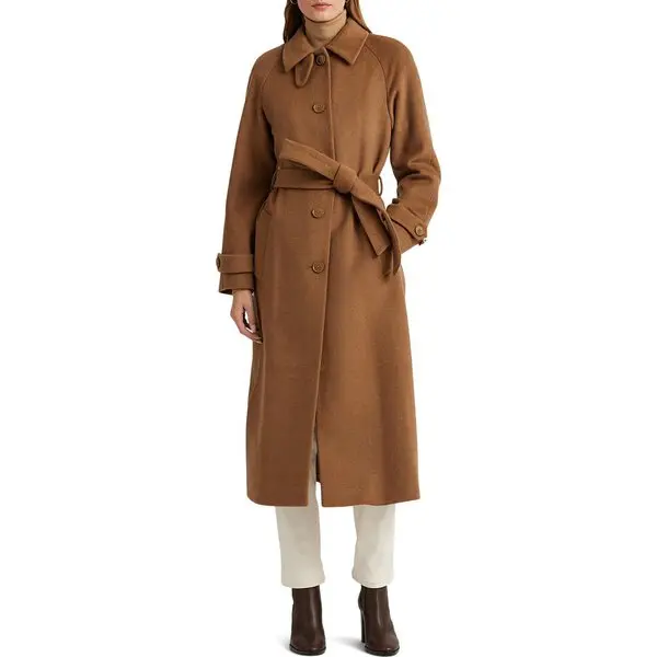 Ralph Lauren Wool Blend Trench Coat - New Vicuna