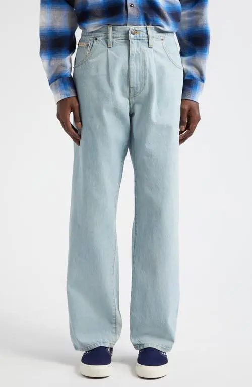 NOAH Pleated Selvedge Straight Leg Jeans