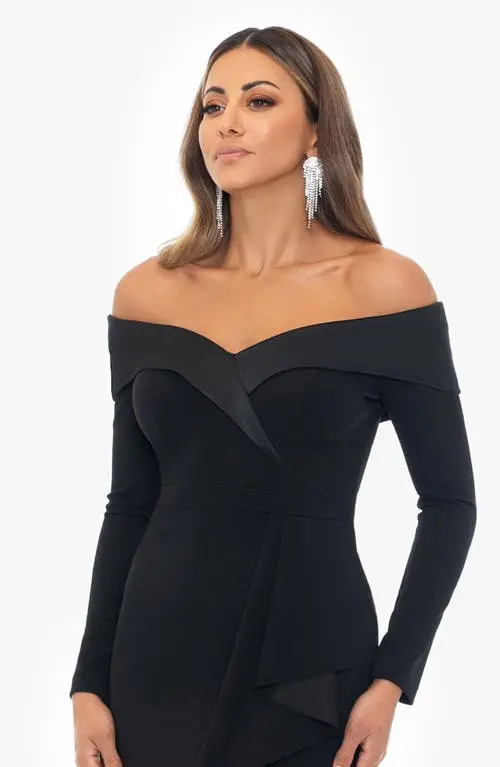 Xscape Evenings Tux Side Ruffle Dress In Black - 55% Off | Editorialist