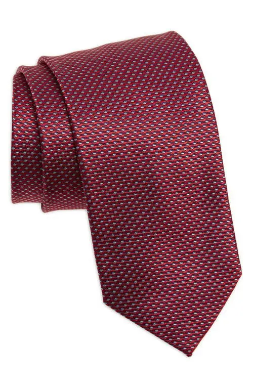 Eton Geometric Silk Neck Tie - Medium Red