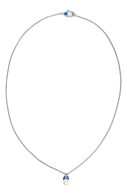 POLITE WORLDWIDE Graphic Freshwater Pearl Necklace - Silver/blue