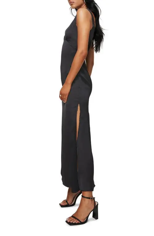 Princess Polly Lynsey V-Neck Satin Maxi Dress - Black | Editorialist