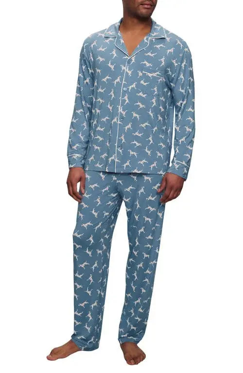 Eberjey William Print Stretch Tencel® Modal Pajamas - Dalmatian Faded Denim/ Ivory