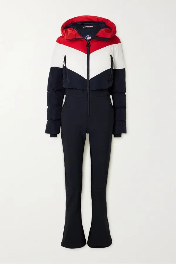 Fusalp Kira Softshell Quilted Color-block Ski Suit - Blue