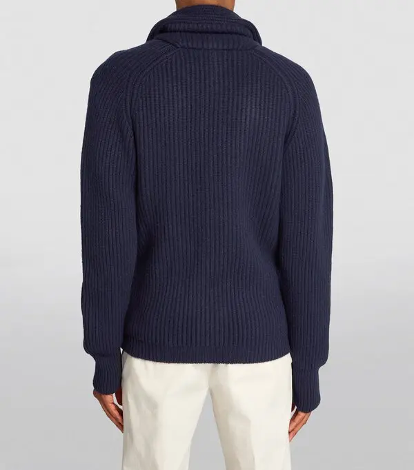Harrods Cashmere Shawl-collar Cardigan - Navy
