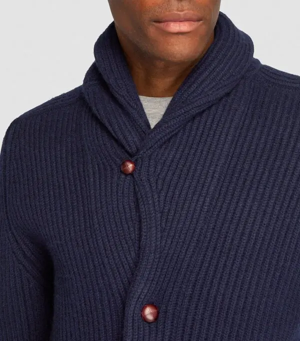 Harrods Cashmere Shawl-collar Cardigan - Navy