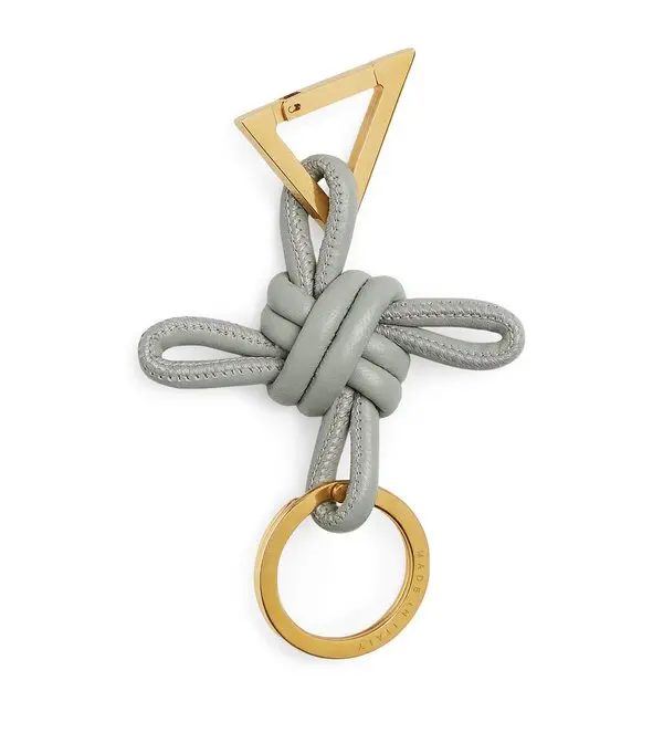 Bottega Veneta Leather Knot Keyring - Grey
