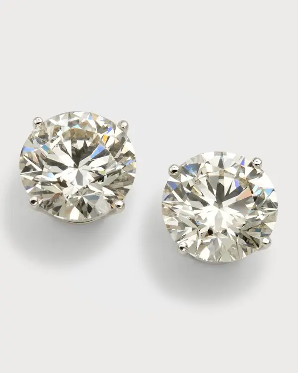 Neiman Marcus Round Stud Earrings - White Gold
