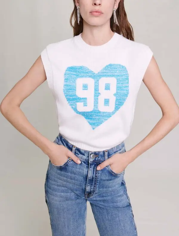 Maje Sleeveless Heart Jumper