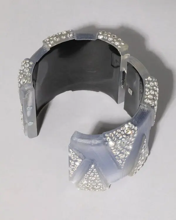 Alexis Bittar Punk Deco Lucite Crystal Wide Hinge Bracelet - Periwinkle