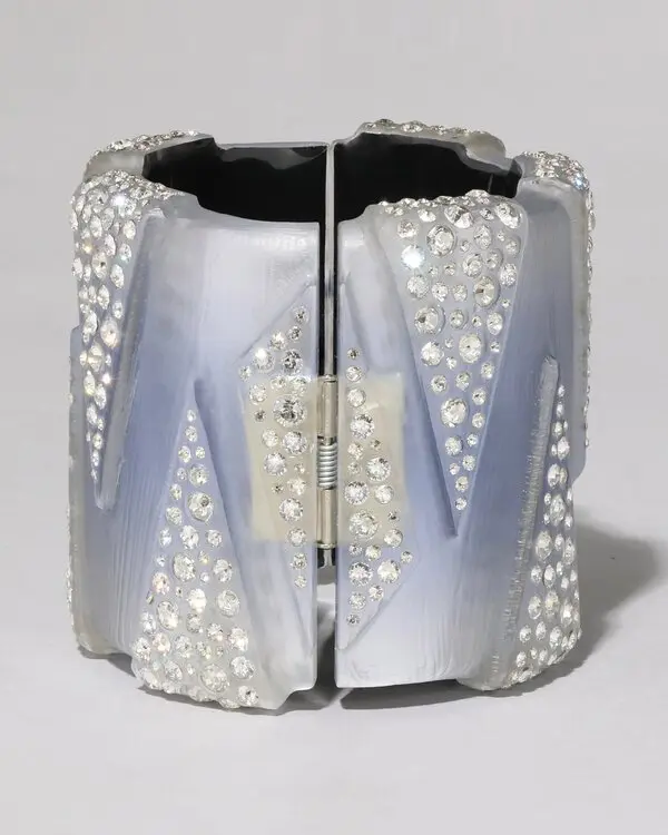 Alexis Bittar Punk Deco Lucite Crystal Wide Hinge Bracelet